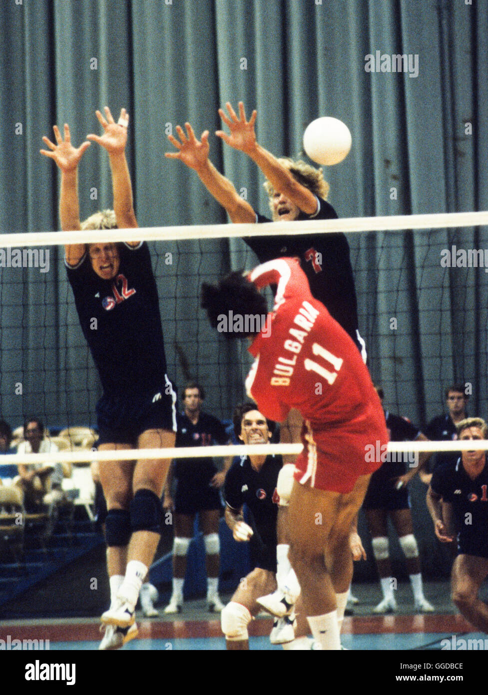 USA #12 Aldis Berzins, #7 Craig Buck in action during match with ...