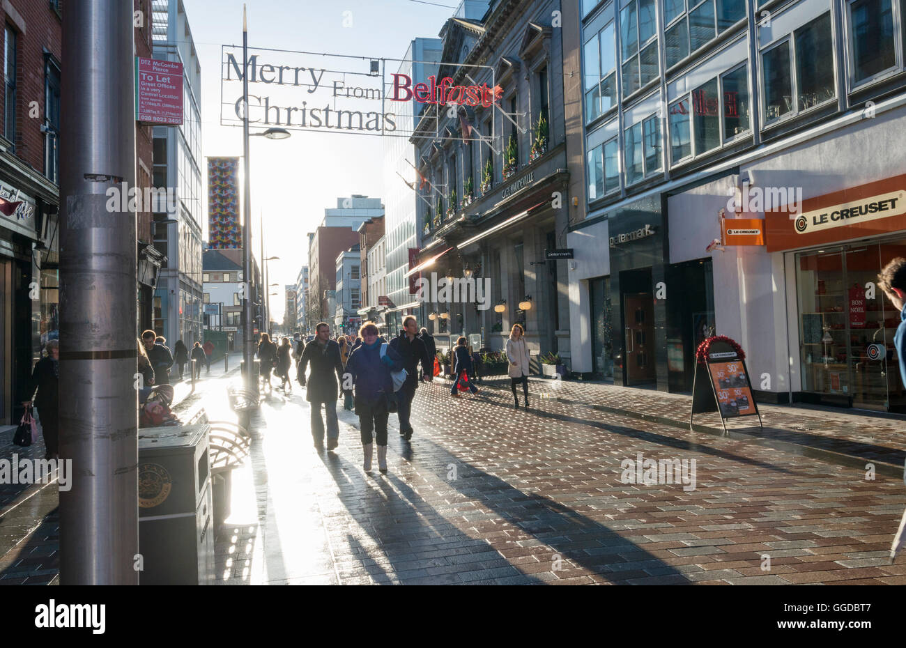 Merry Christmas street sign, Belfast Stock Photo - Alamy