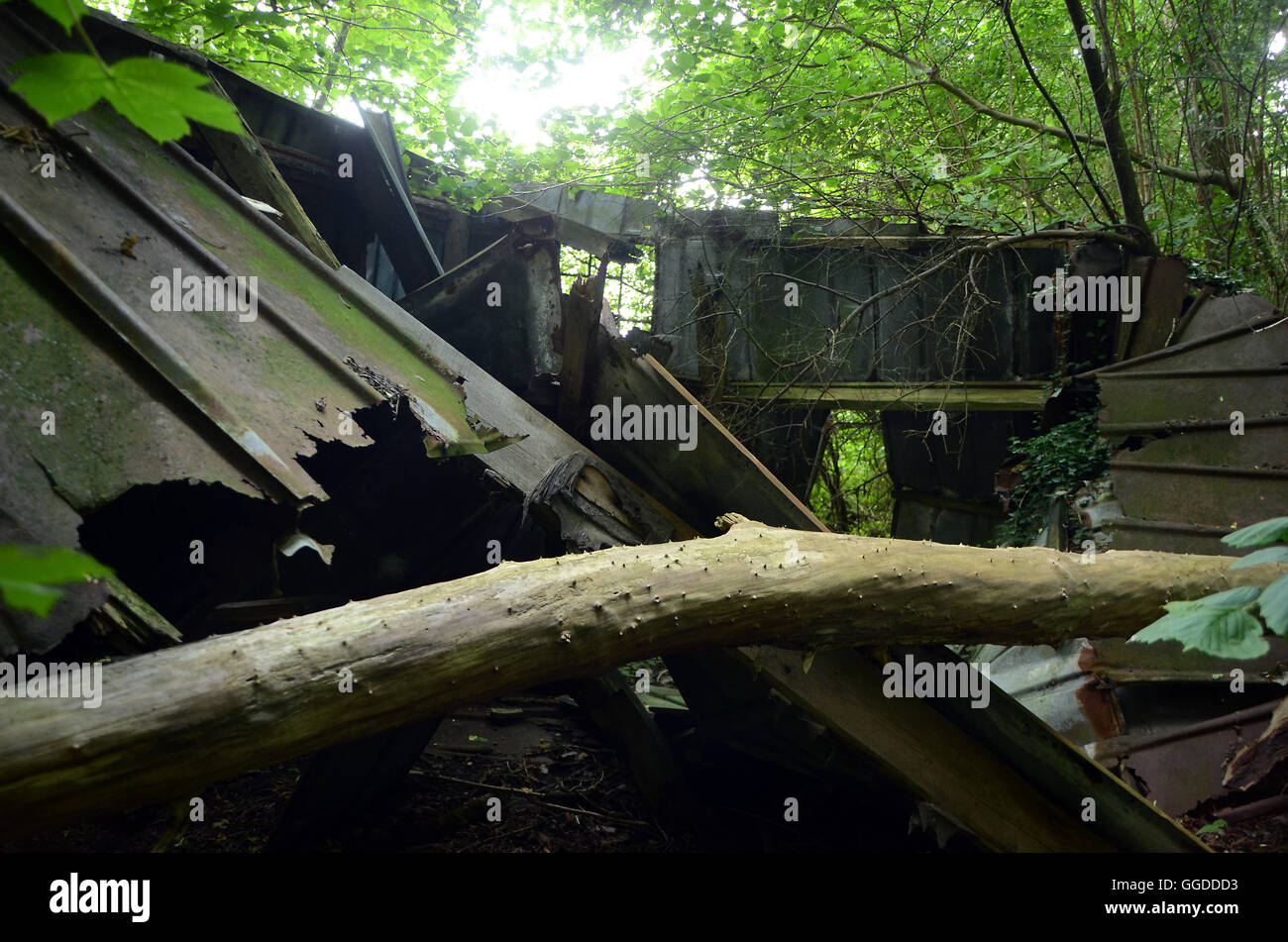 Wrecked stable, the crib is ready for a newborn, if needed Stock Photo ...