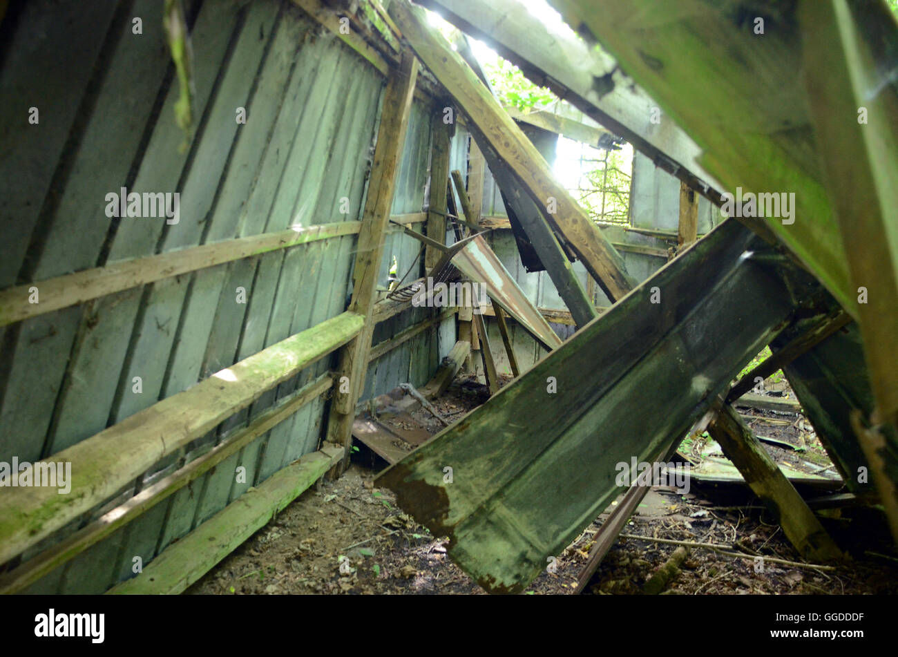 Wrecked stable, the crib is ready for a newborn, if needed Stock Photo ...