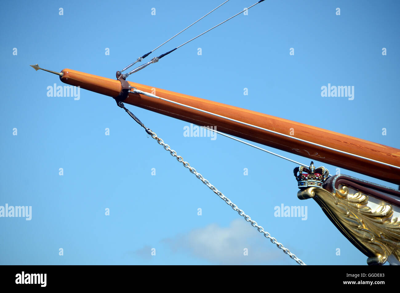 Detail of The Royal Danish Ship Dannebrog, seen in the Harbor of ...
