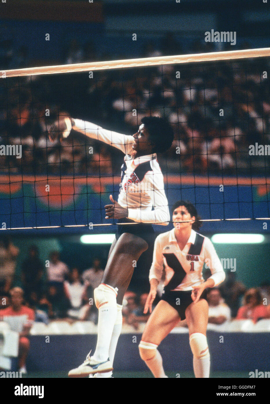 #8 Rose Magers, USA women's 1984 Olympic volleyball team, in action ...