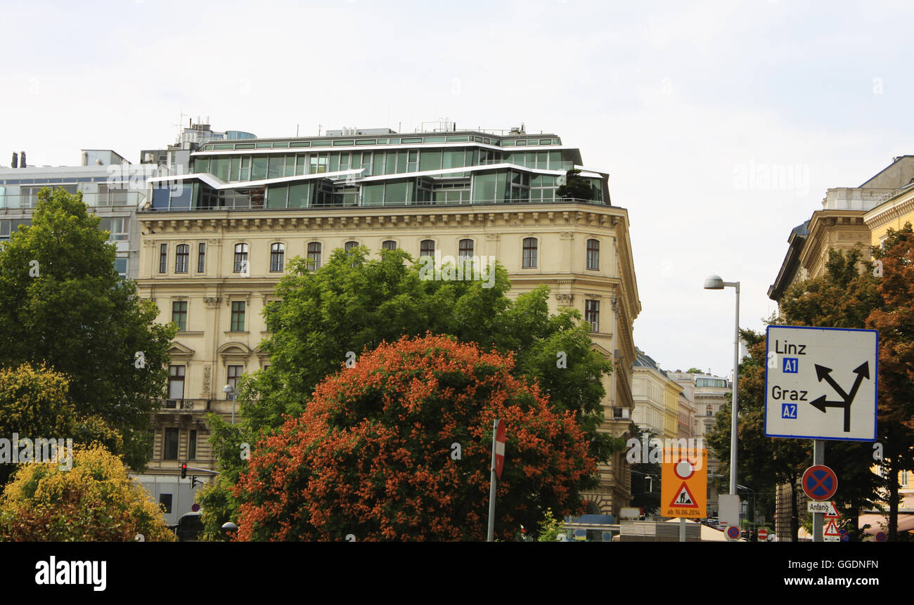 street and traffic signs in Vienna for Linz and Graz, Austria's center ...