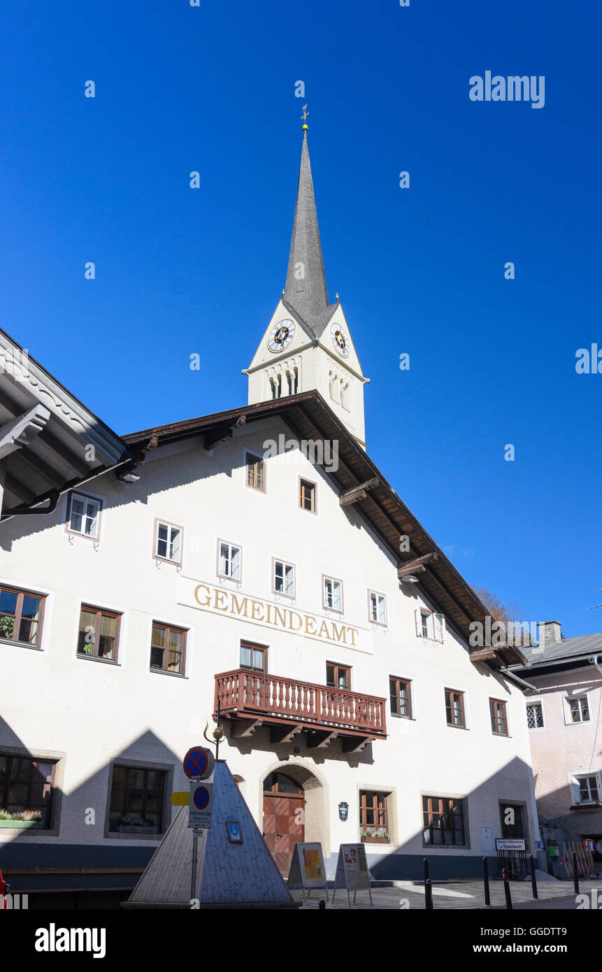 Taxenbach: Municipal Office and Church, Austria, Salzburg, Pinzgau ...