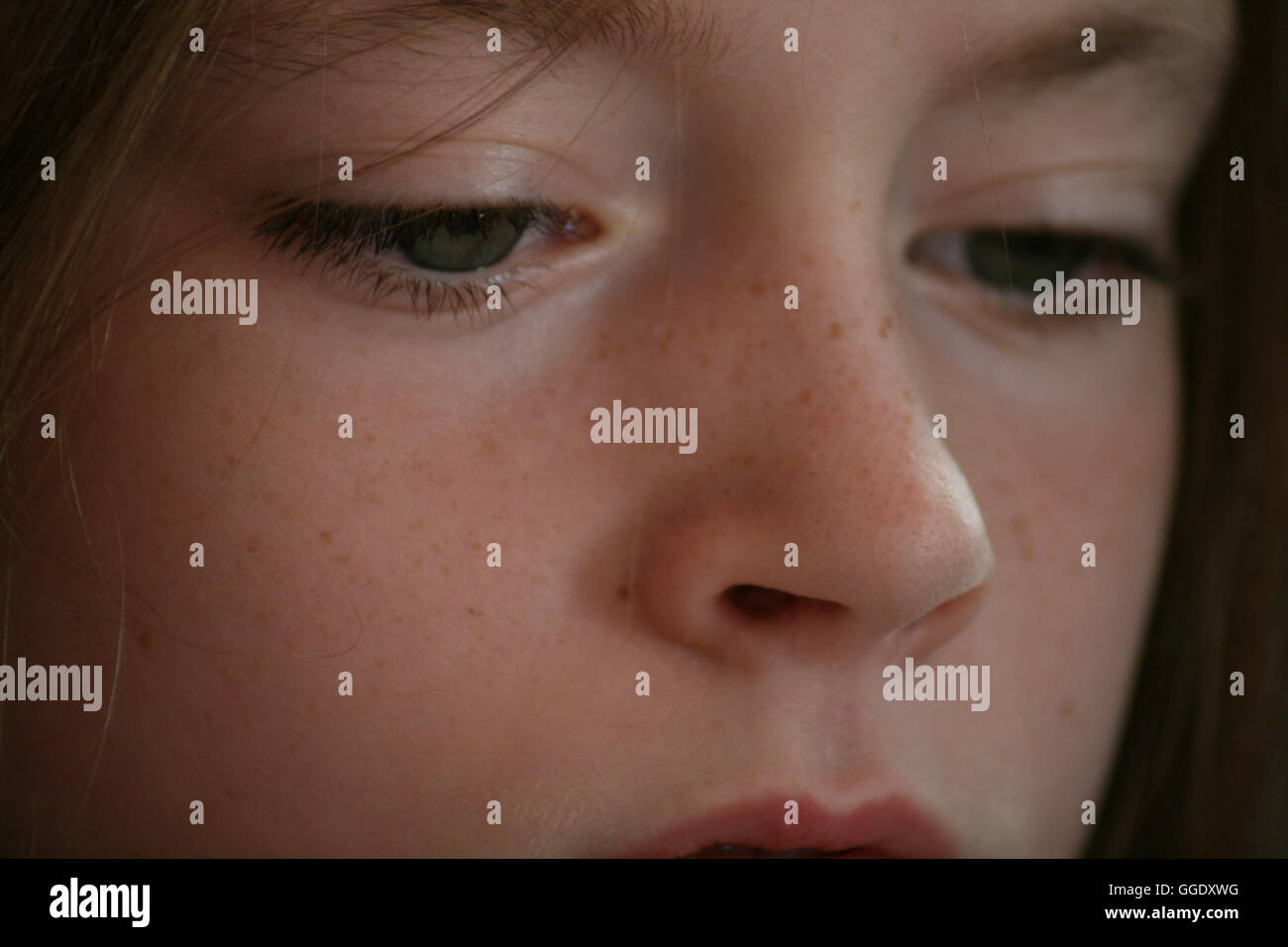 Pale girl with freckles hi-res stock photography and images - Alamy