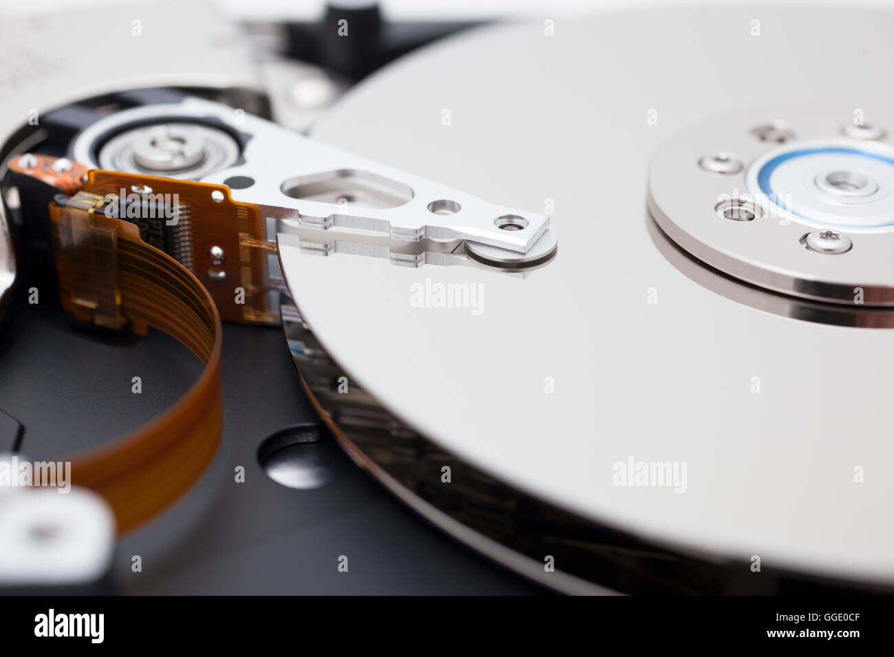 Close up of opened hard disk drive, data saving Stock Photo - Alamy
