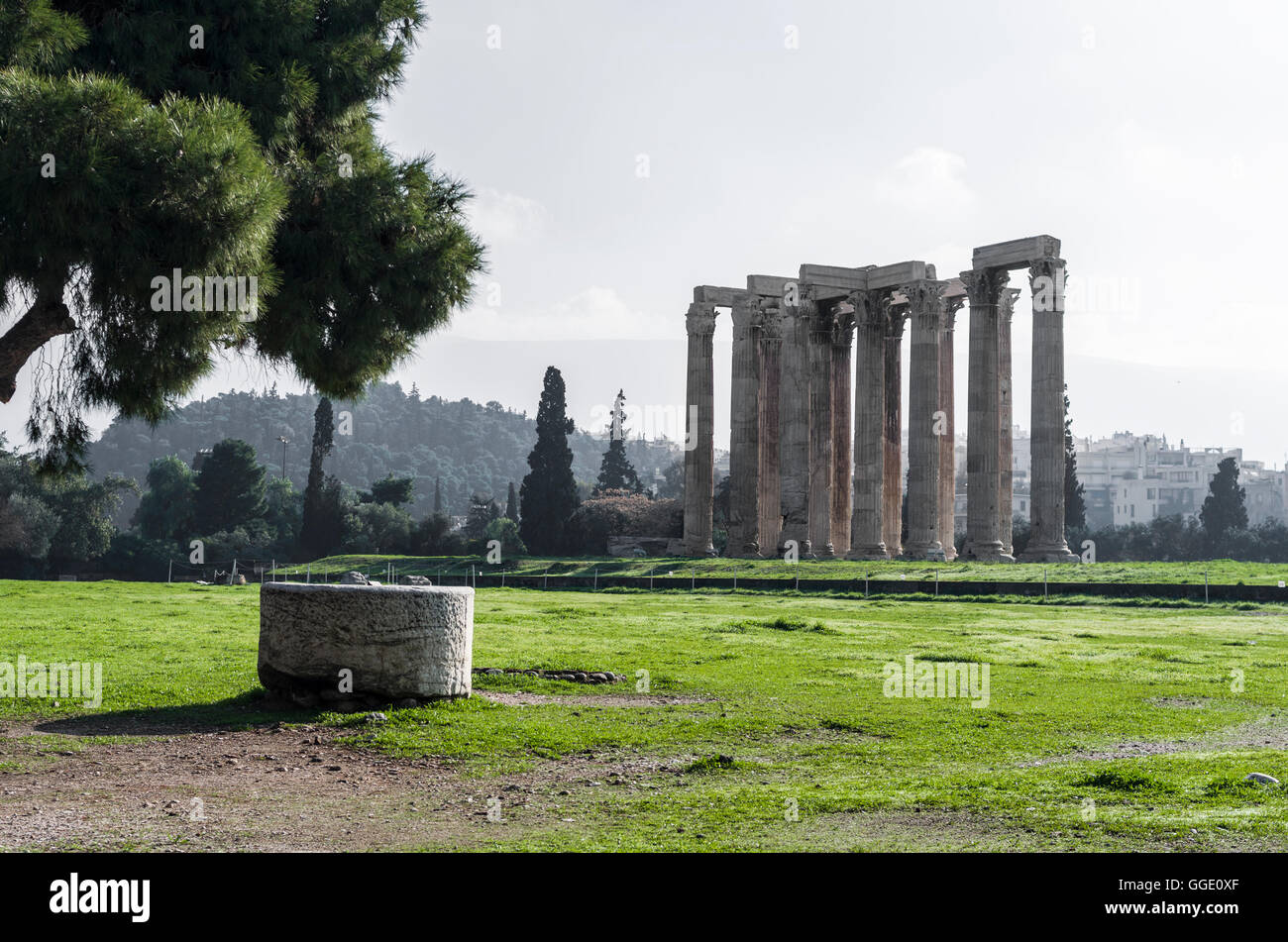 Columns of Olympian Zeus in Athens, Greece under sunlight Stock Photo ...