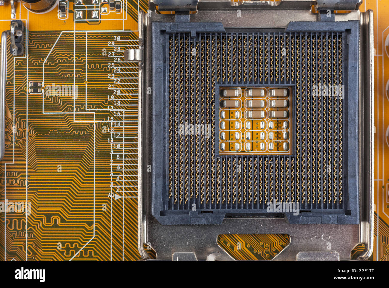Processor socket on motherboard close-up Stock Photo - Alamy