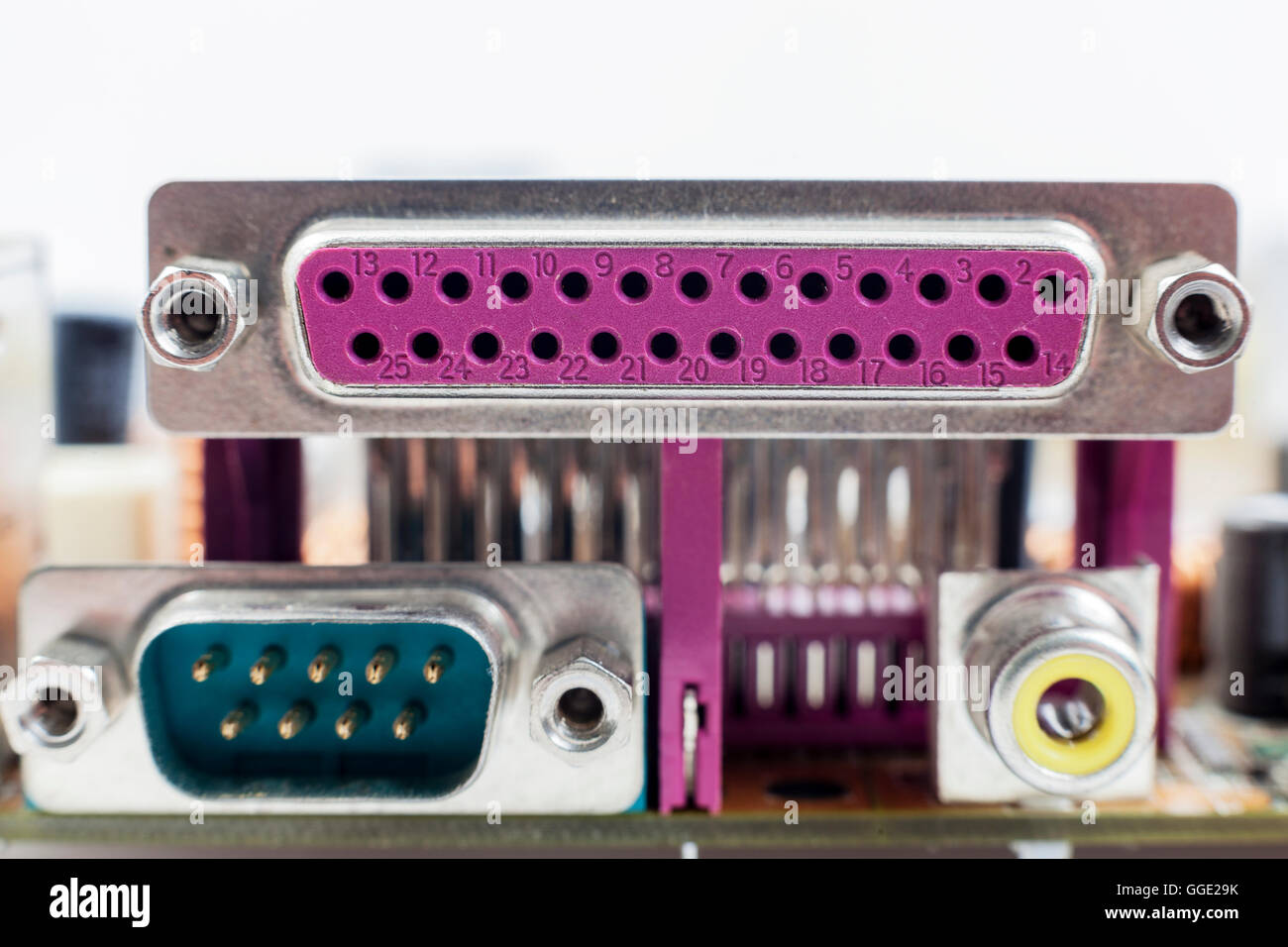 computer motherboard board connectors, close up Stock Photo - Alamy