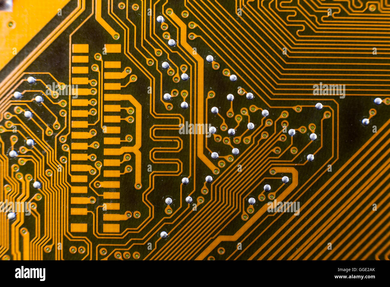 yellow computer circuit board close-up Stock Photo - Alamy