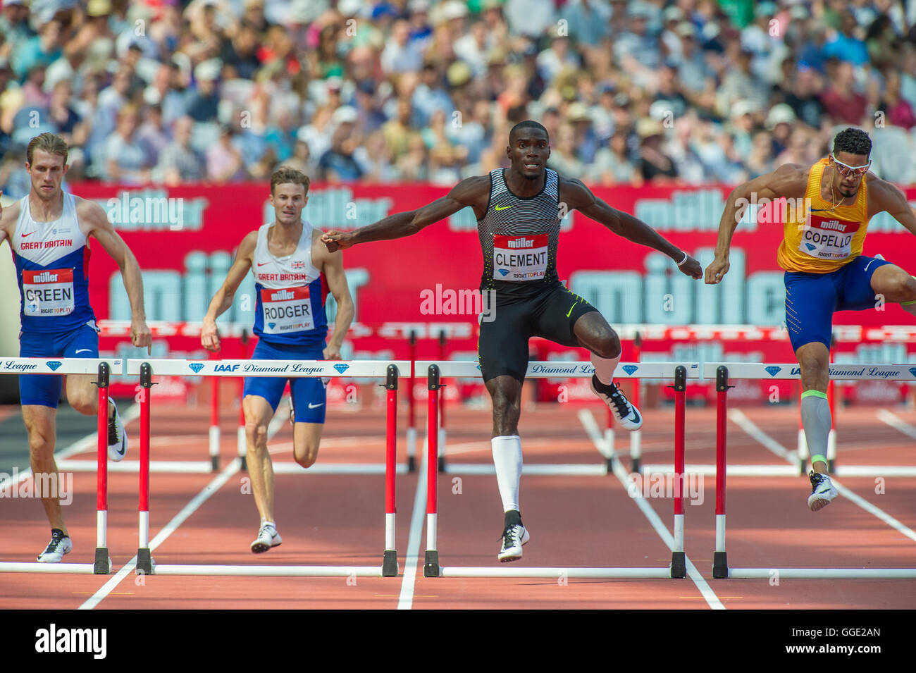 LONDON, ENGLAND - JULY 22: Kerron Clement competing in the Men's 400m ...
