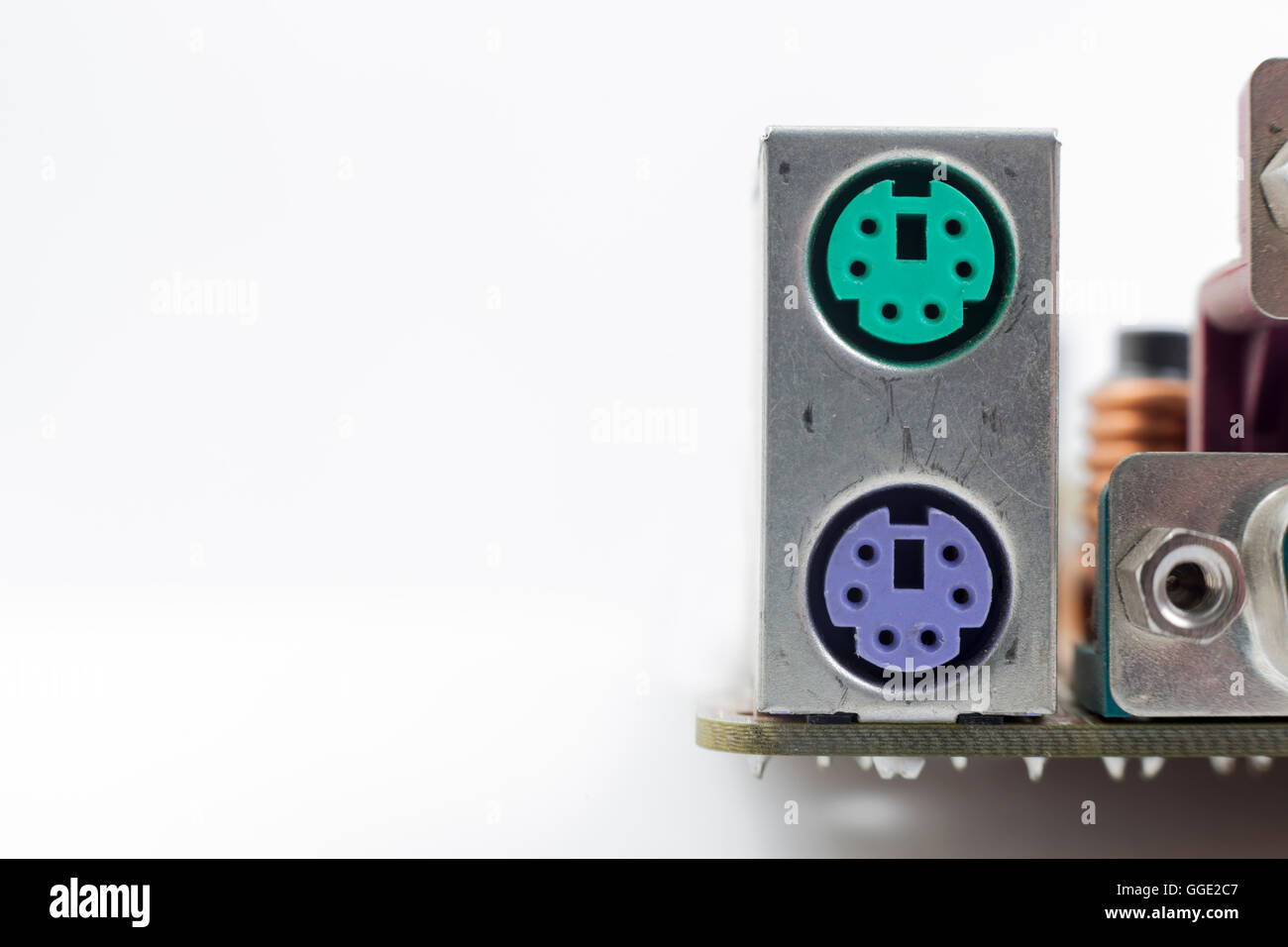 computer motherboard board connectors, close up Stock Photo - Alamy