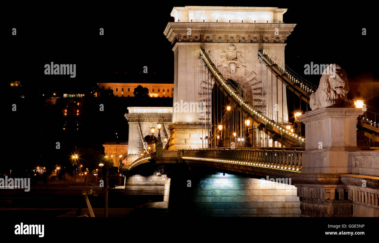 The Chain Bridge in Budapest at night Stock Photo - Alamy