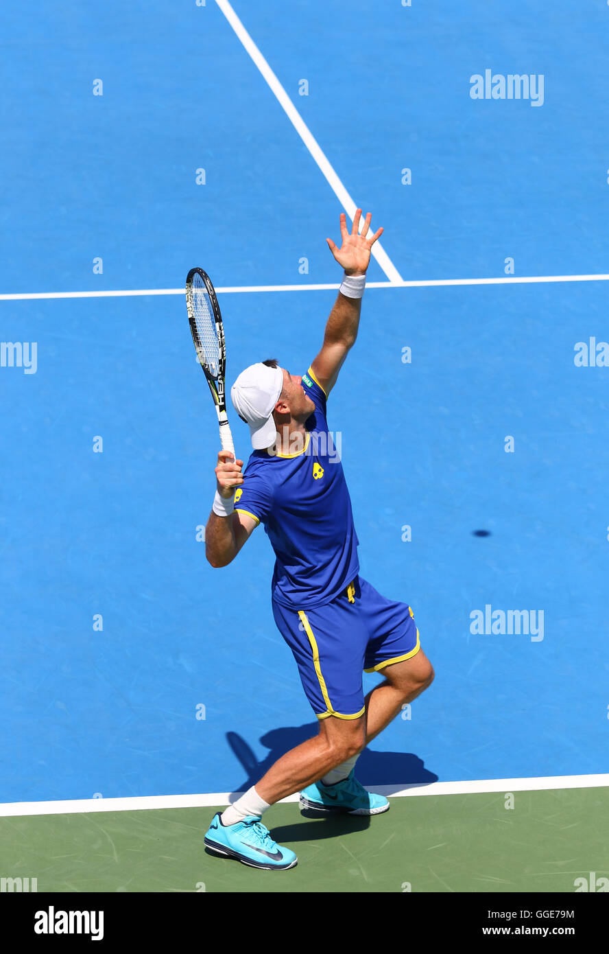 KYIV, UKRAINE - JULY 15, 2016: Illya MARCHENKO of Ukraine serves during ...