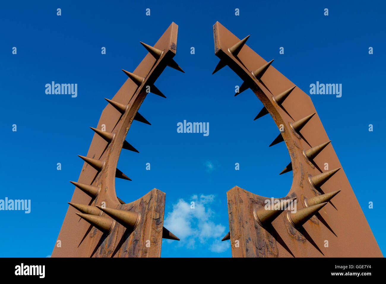 rusty steel sculpture "Desire" on Blackpool sea front Stock Photo - Alamy