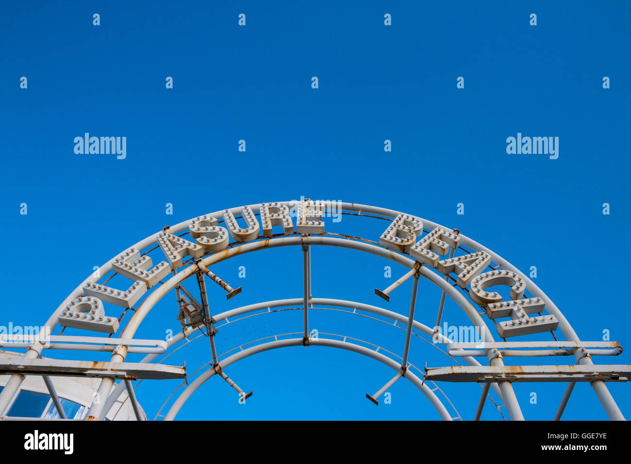 Blackpool pleasure beach sign against blue sky Stock Photo - Alamy