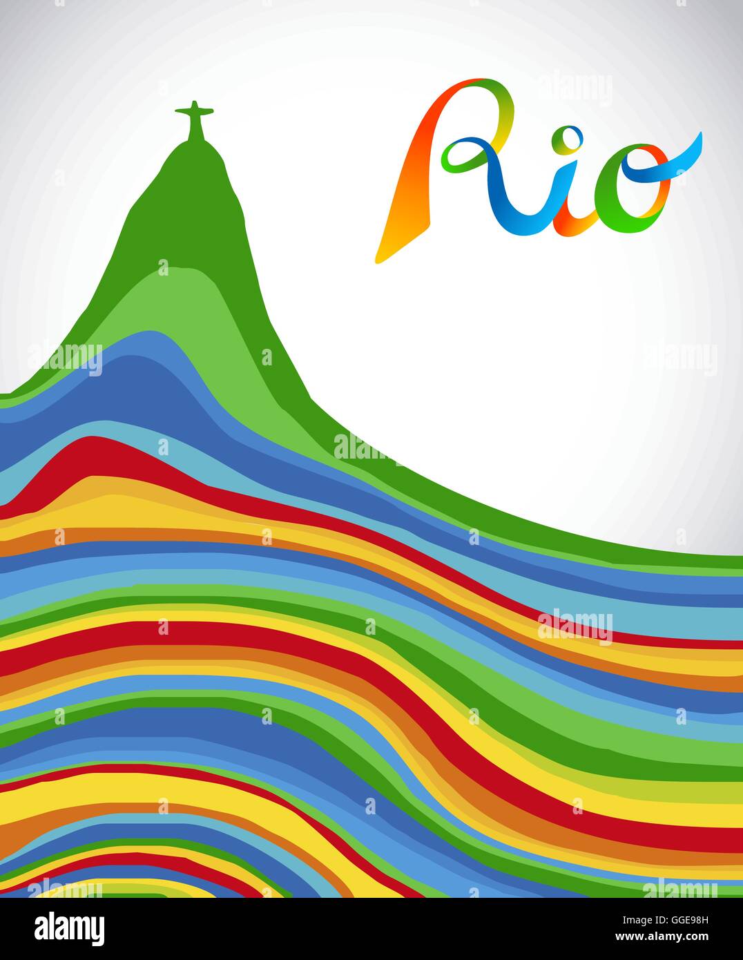 Colorful Rio de Janeiro typography design text with famous Brazil ...