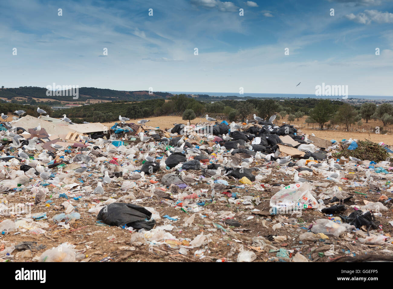 ALEXANDROUPOLIS, GREECE - SEPTEMBER 11: A section of a landfill located ...