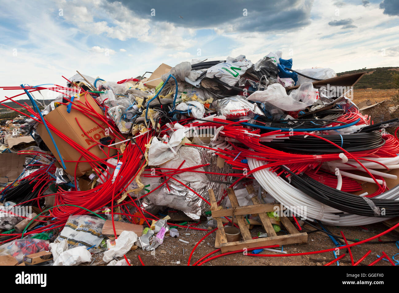 ALEXANDROUPOLIS, GREECE - SEPTEMBER 11: A section of a landfill located ...