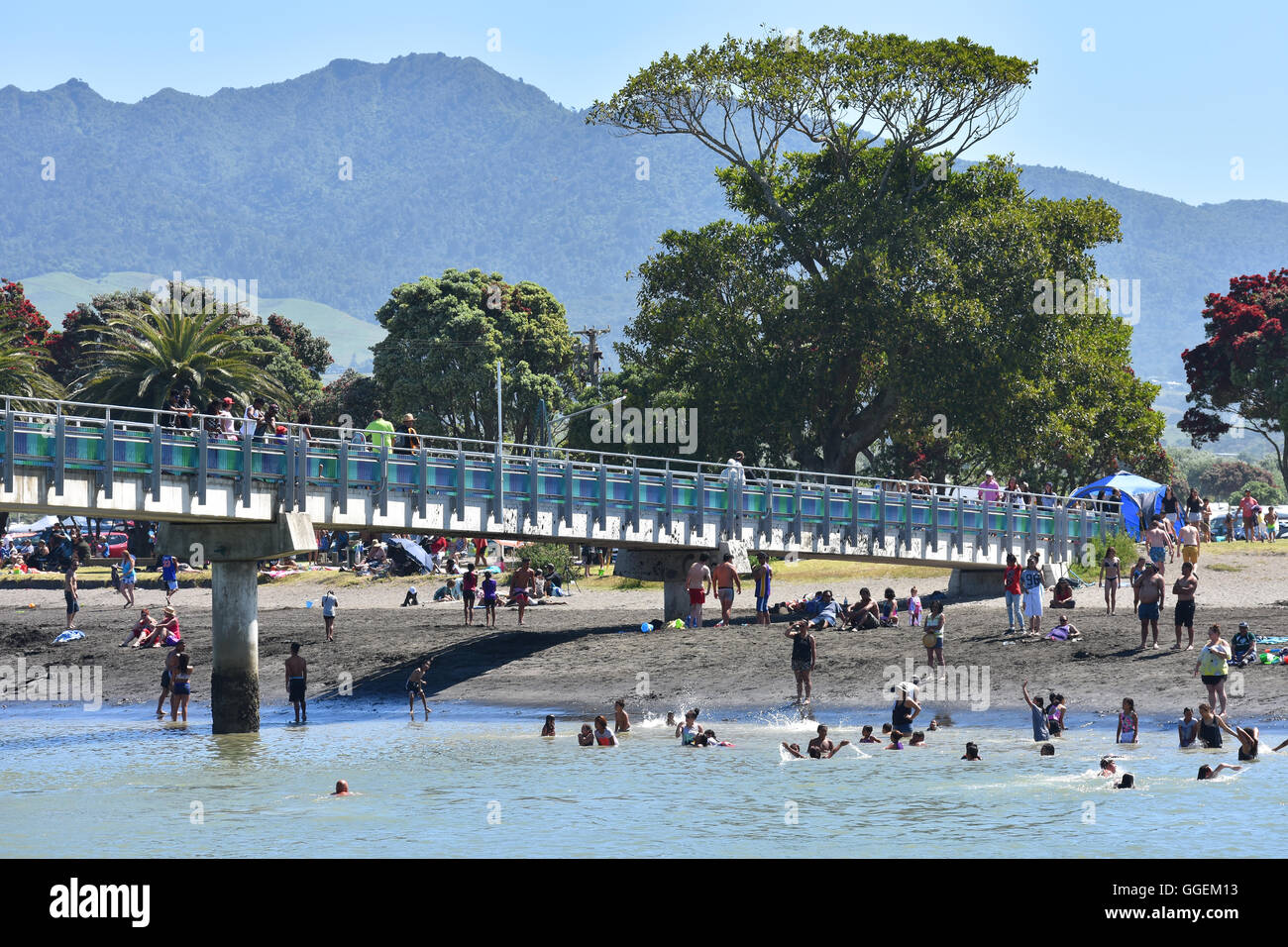 bridge Raglan harbor water swimming summer Stock Photo - Alamy