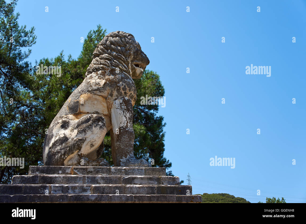 AMPHIPOLIS, GREECE - JULY 8: The Lion of Amphipolis, is a sepulchral ...