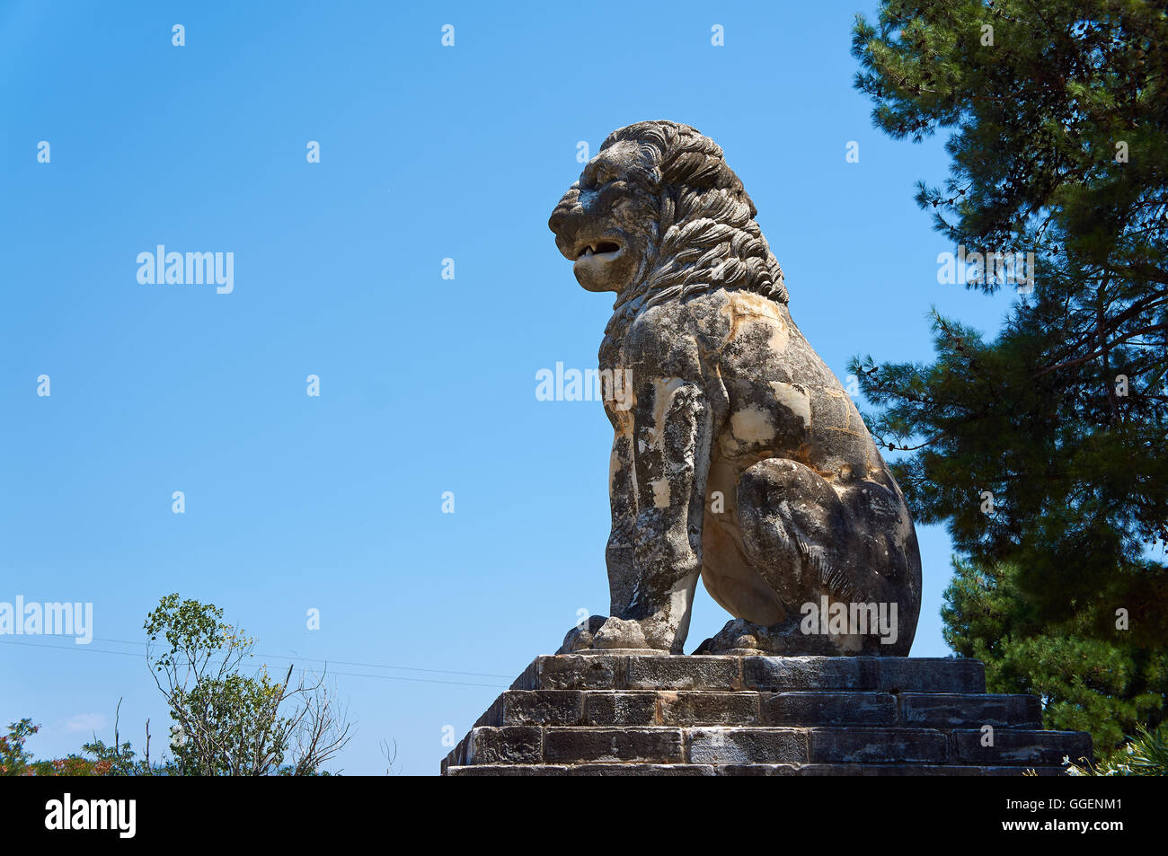 AMPHIPOLIS, GREECE - JULY 8: The Lion of Amphipolis, is a sepulchral ...