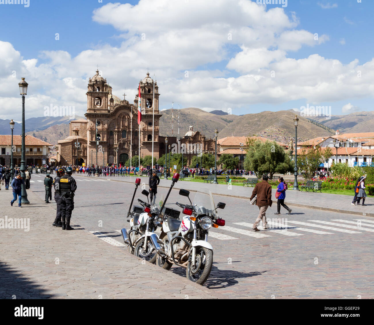 Cusco, Peru - May 12 : School children in uniform in a civic parade ...