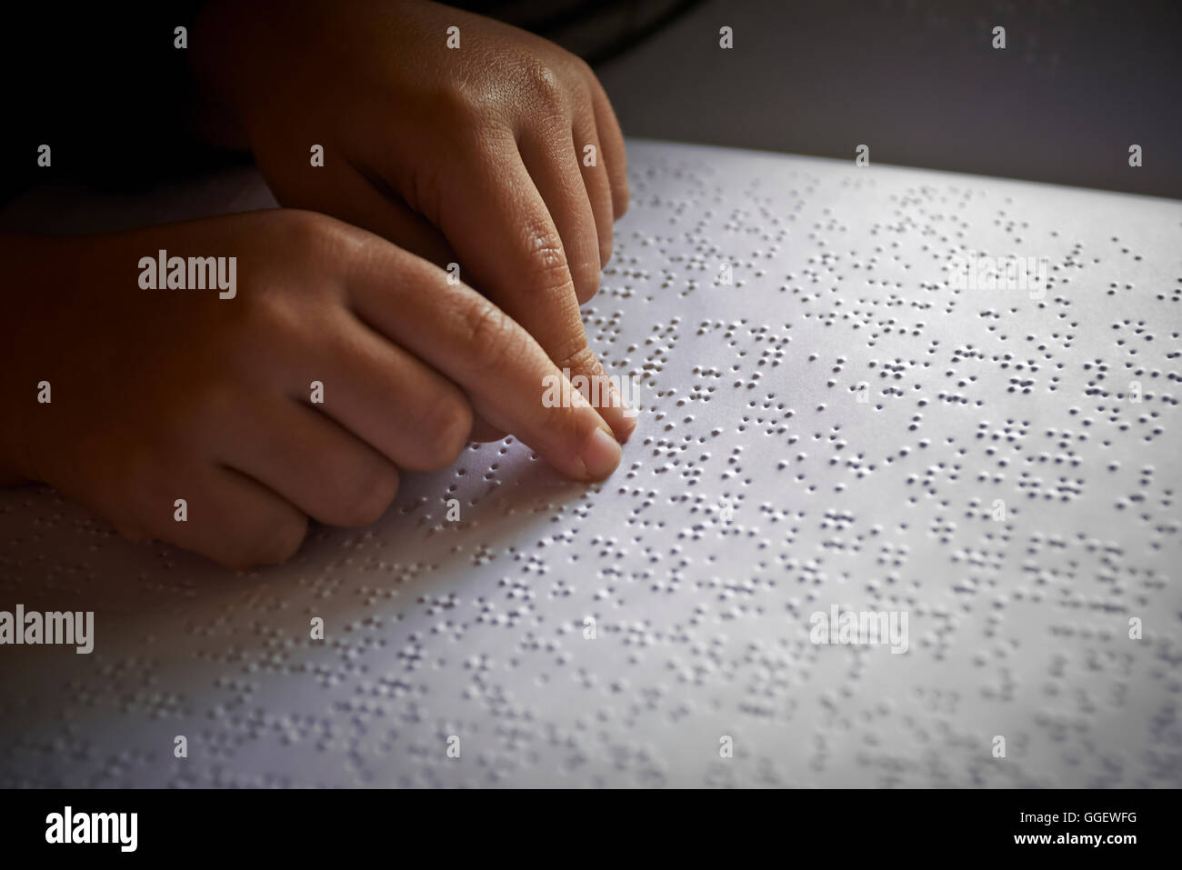 blind children read text in braille language Stock Photo - Alamy