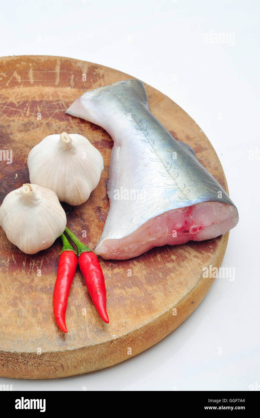 Pangasius or Vietnamese catfish in the kitchen in a white background ...