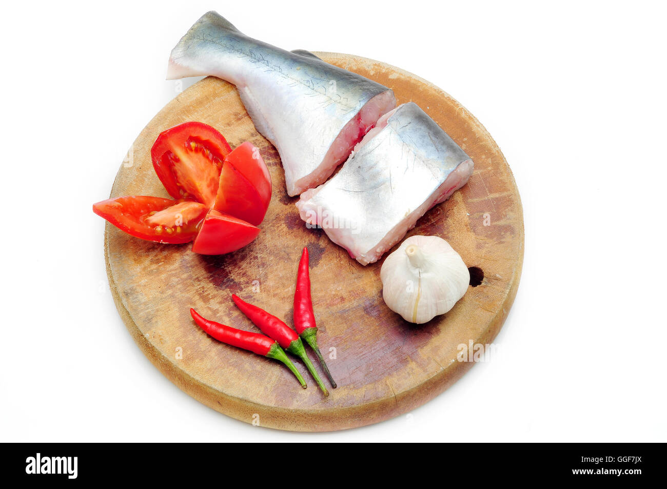 Pangasius or Vietnamese catfish in the kitchen in a white background ...
