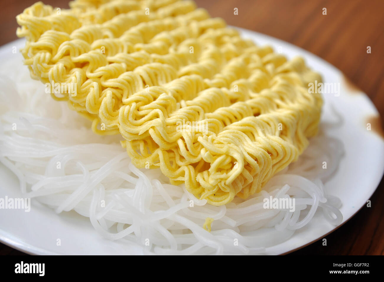 Vietnamese rice vermicelli and instant noodles in a dish Stock Photo ...