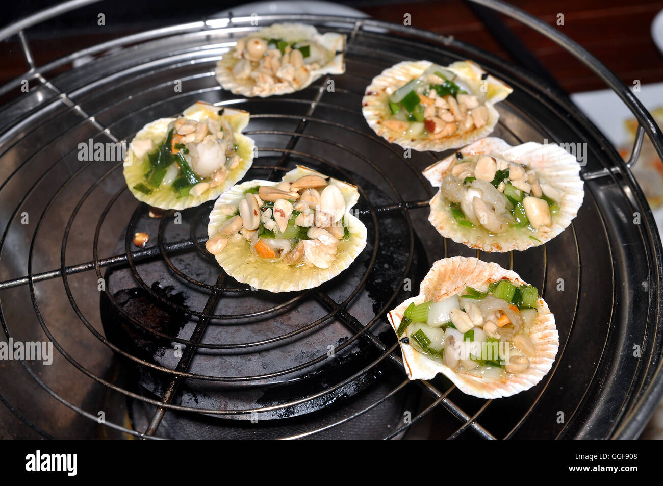 Shell steaks on the grill Stock Photo - Alamy