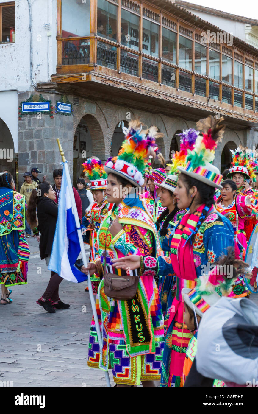 Cusco, Peru - May 13: Native people of Cusco dressed in colorful ...