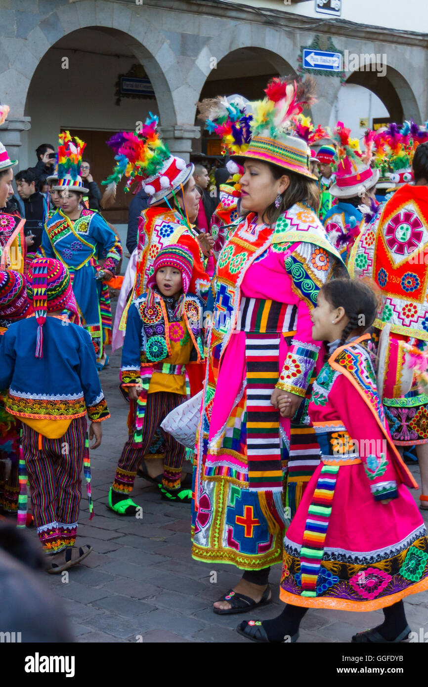 Cusco, Peru - May 13: Native people of Cusco dressed in colorful ...