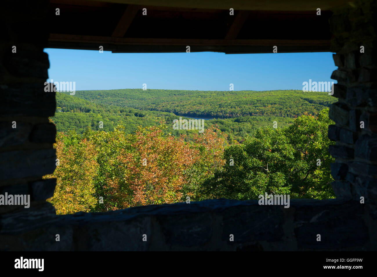 Memorial Tower view, Haystack Mountain State Park, Connecticut Stock ...
