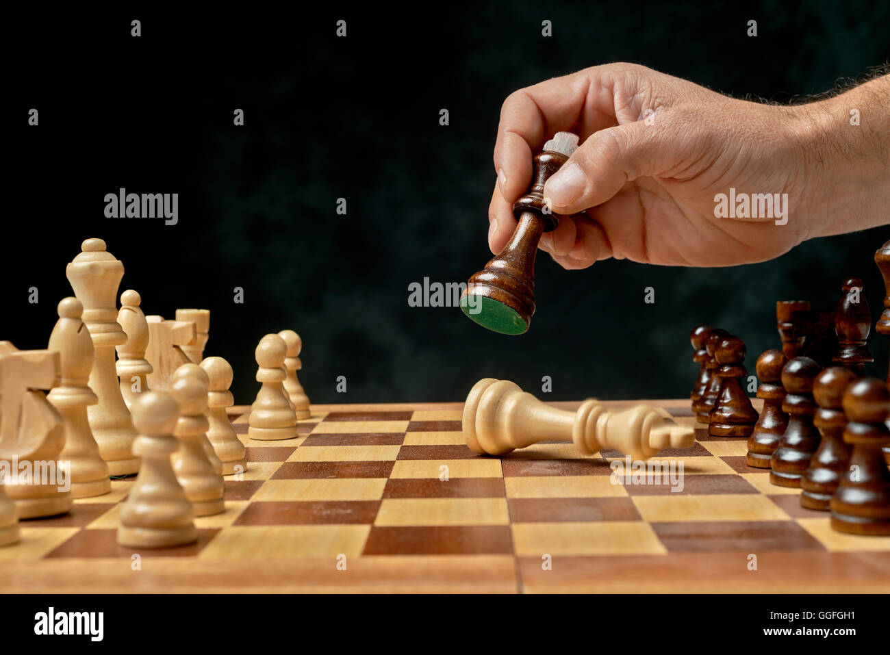 Wooden Chess Board With Chess Pieces On Stock Photo Alamy
