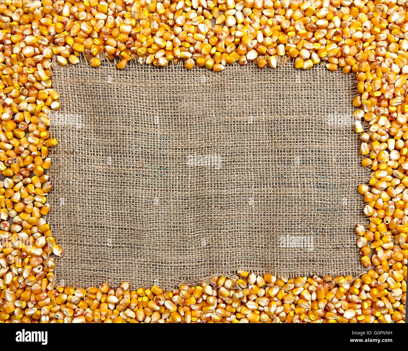 frame made of corn seeds with burlap background Stock Photo - Alamy