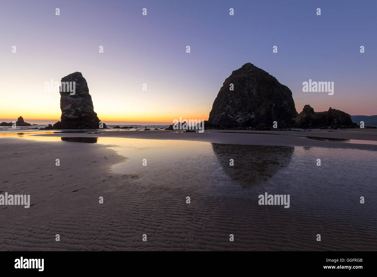Haystack Rock and the Needle at Cannon Beach along Oregon Coast at ...