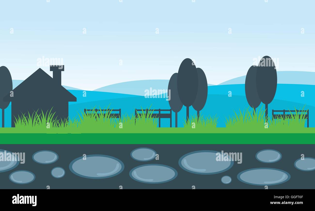 Vector of scenery house and mountain backgrounds Stock Vector Image ...