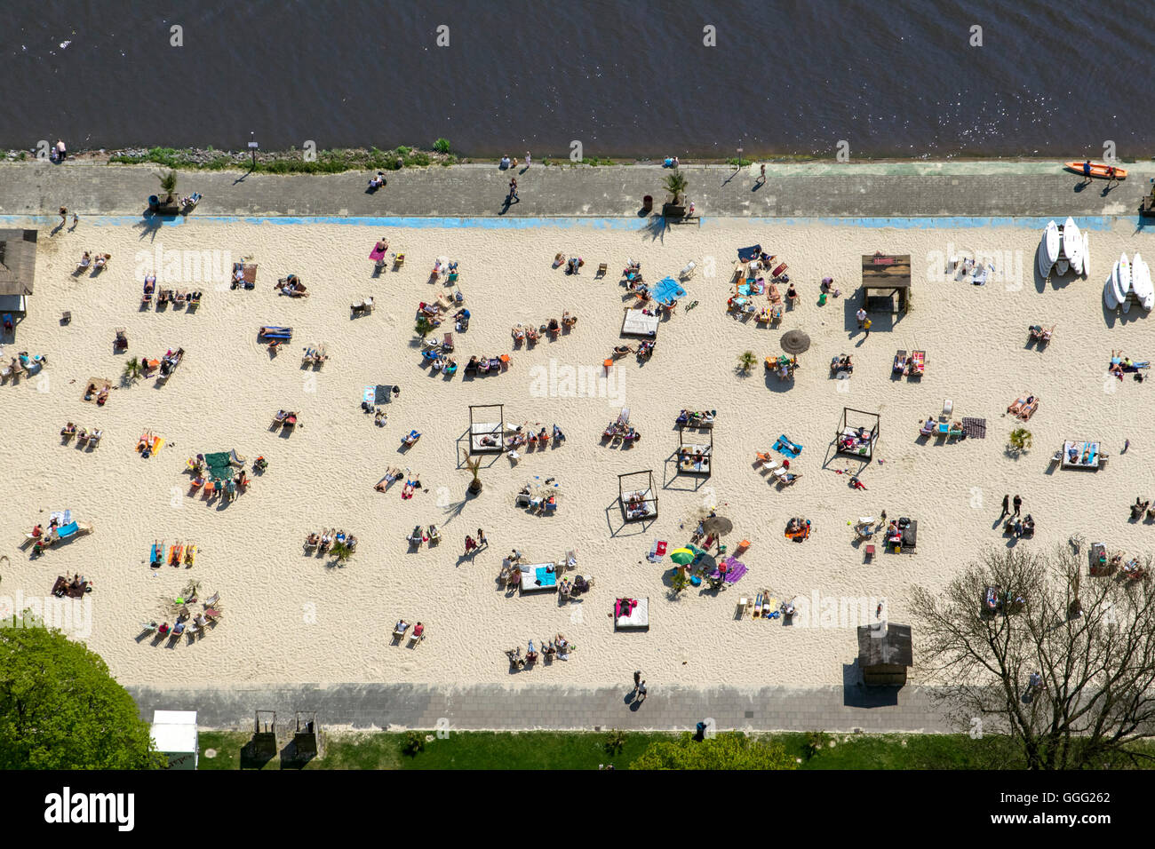 Aerial view, aerial view of Essen, Baldeneysee Seaside with Beach ...