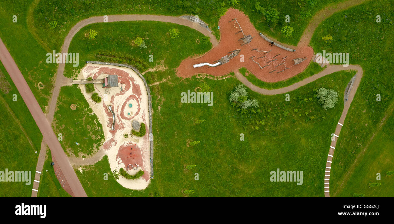 Aerial view, Krupp Park Playground, Aerial view of Essen, Europe ...