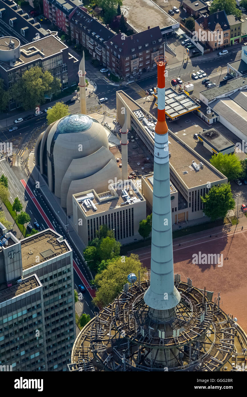 Aerial view, Cologne Central Mosque in Cologne-Ehrenfeld, Turkish ...
