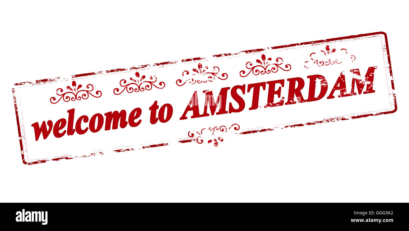 Rubber stamp with text welcome to Amsterdam inside, vector illustration ...