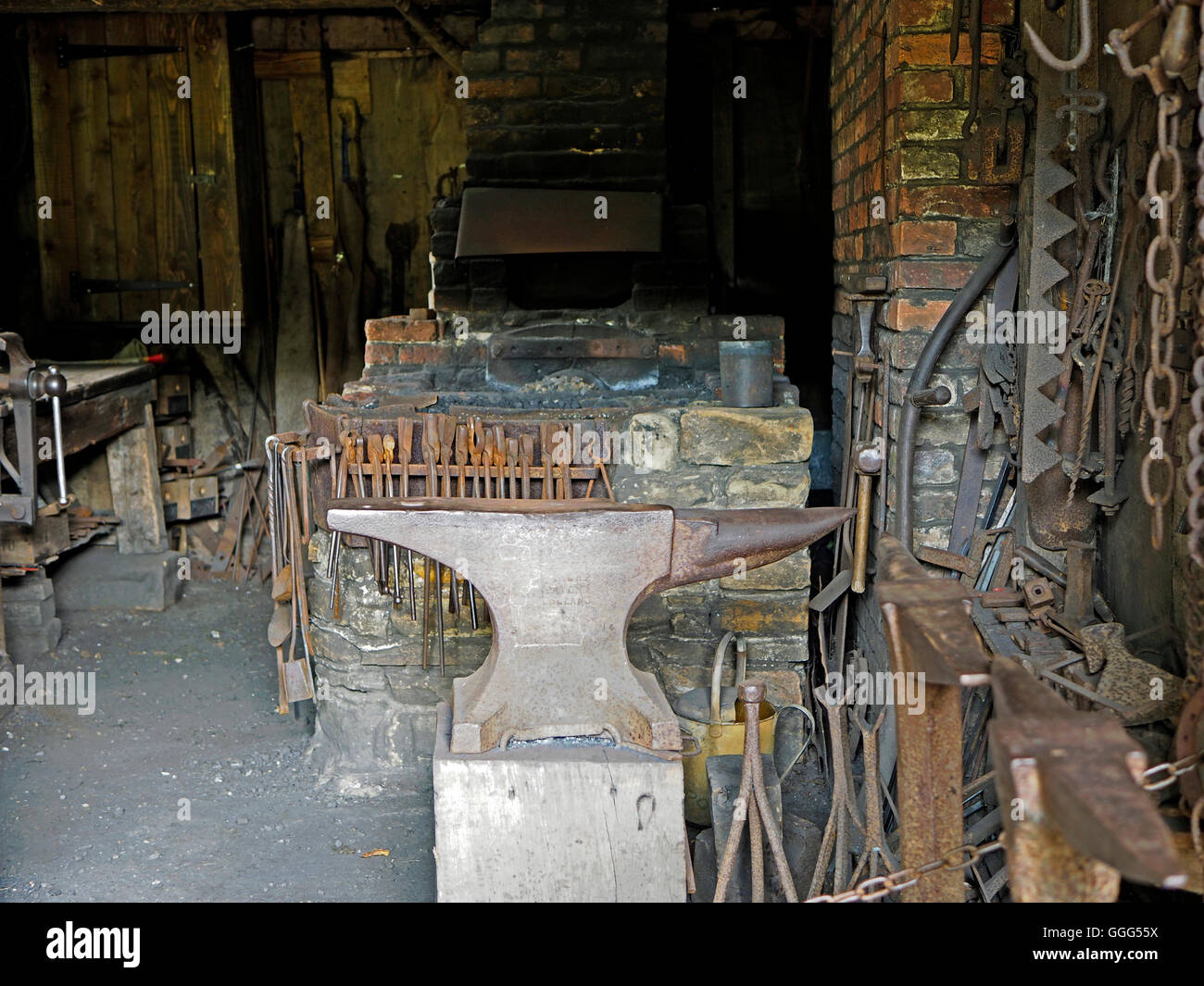 Inside a 19th century smithy re-constructed at the Weald & Downland ...