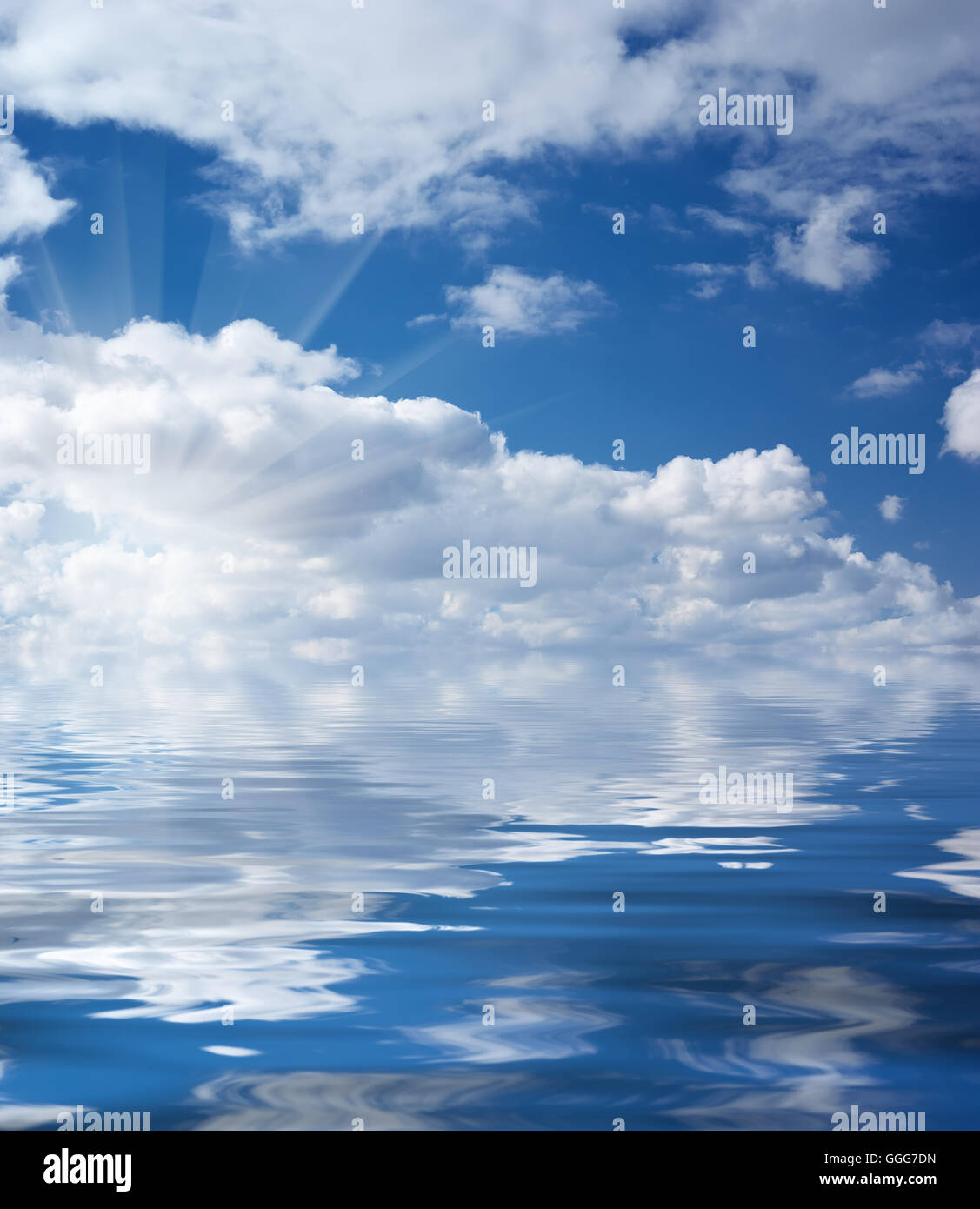 Beautiful seascape. Deep blue sky at sunny day. Sky background Stock ...