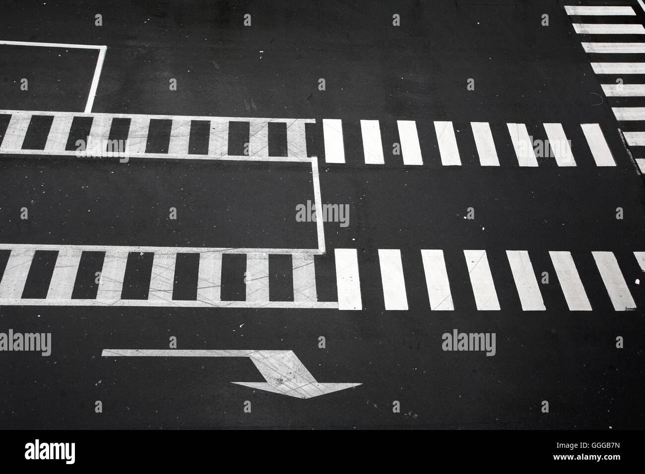 Traffic signs on asphalt Stock Photo - Alamy