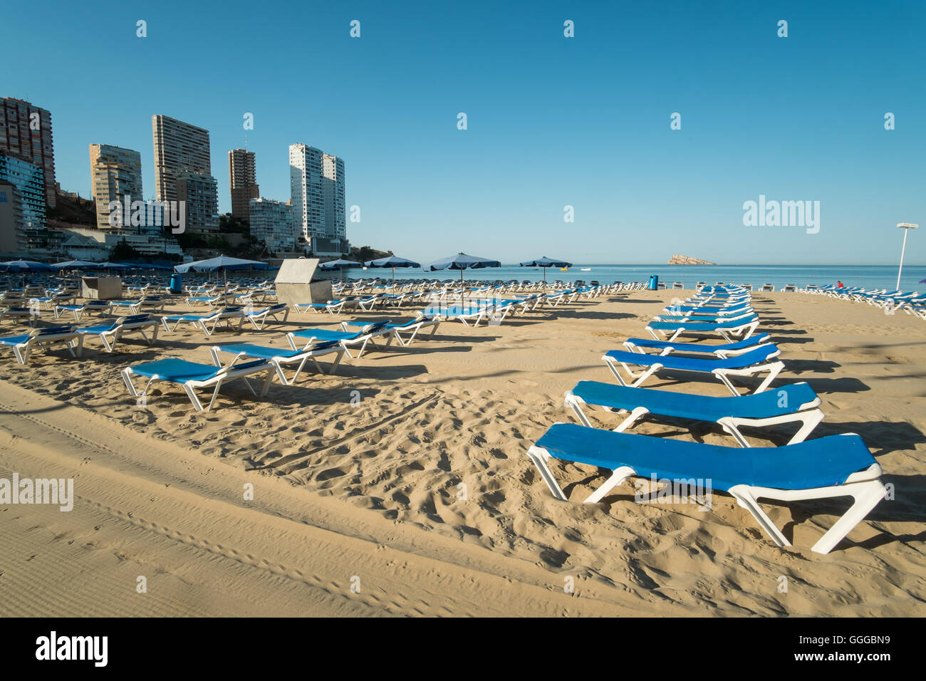 Sunny Benidorm beach resort, Costa Blanca, Spain Stock Photo - Alamy
