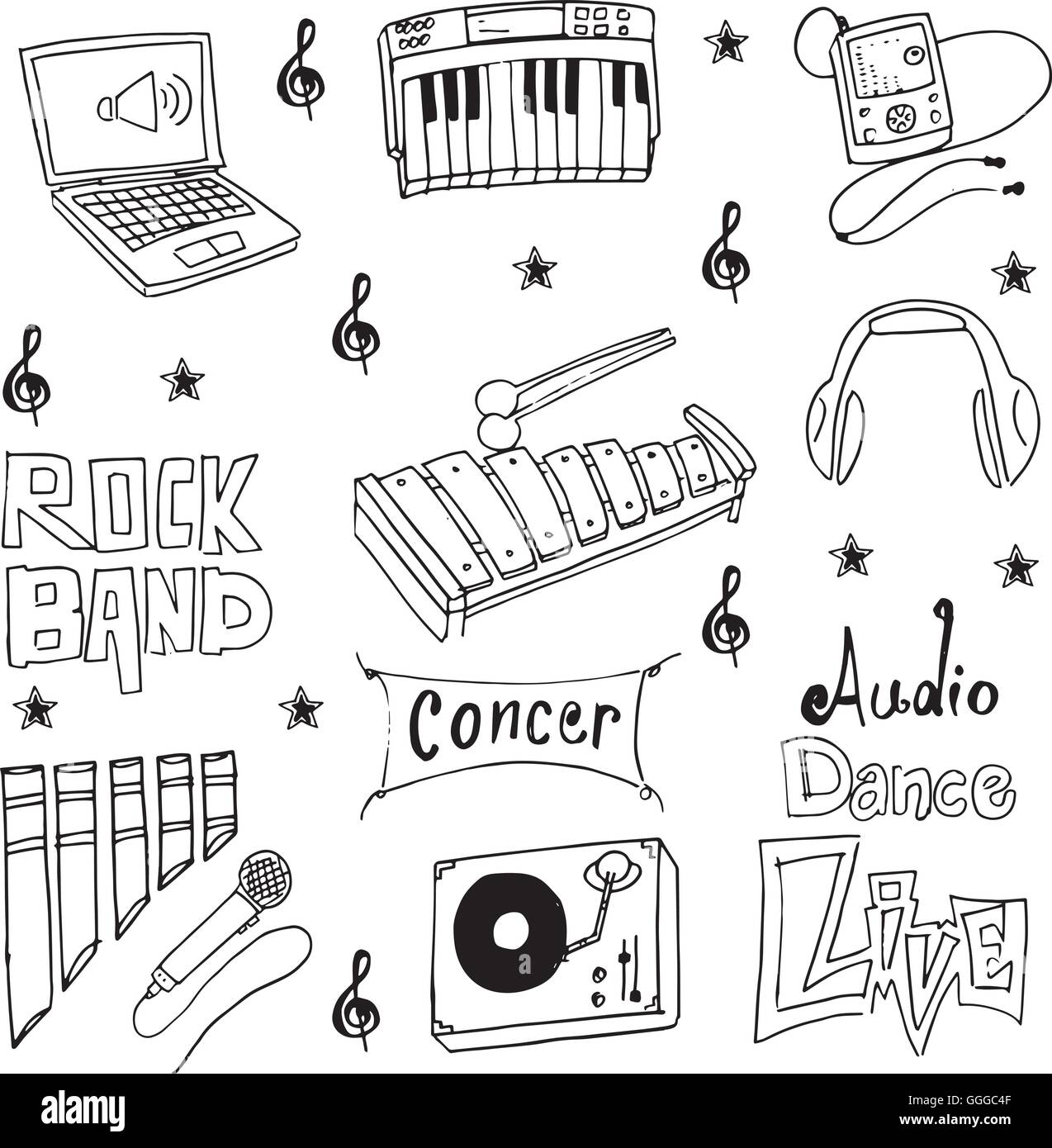 Hand draw music pack doodles Stock Vector Image & Art - Alamy