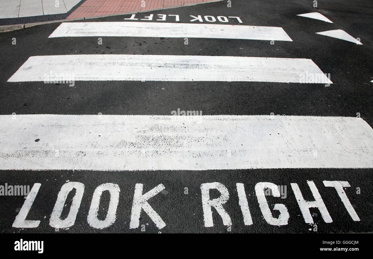 Traffic signs look right Stock Photo - Alamy