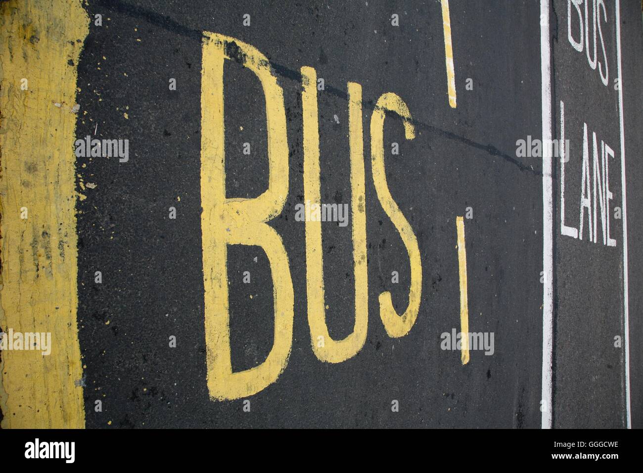 Traffic signs bus Stock Photo - Alamy